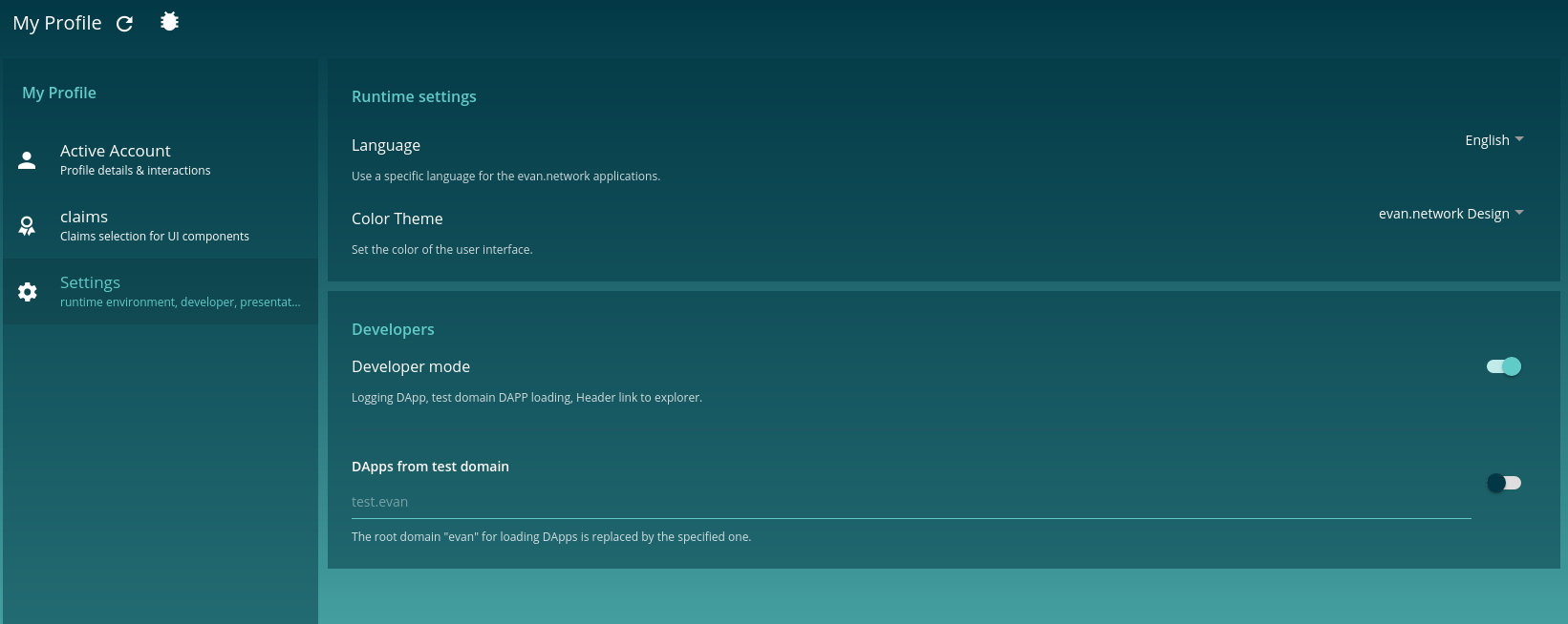 Profile DApp · evan.network